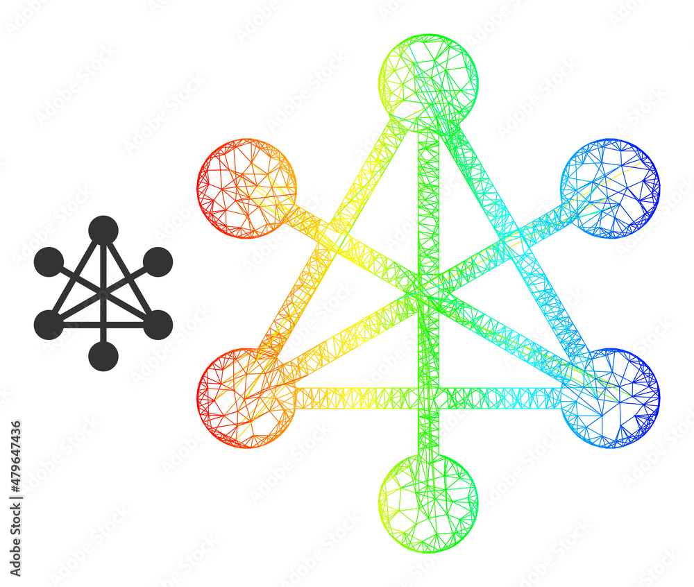 Net mesh network nodes frame icon with spectrum gradient. Vibrant frame ...