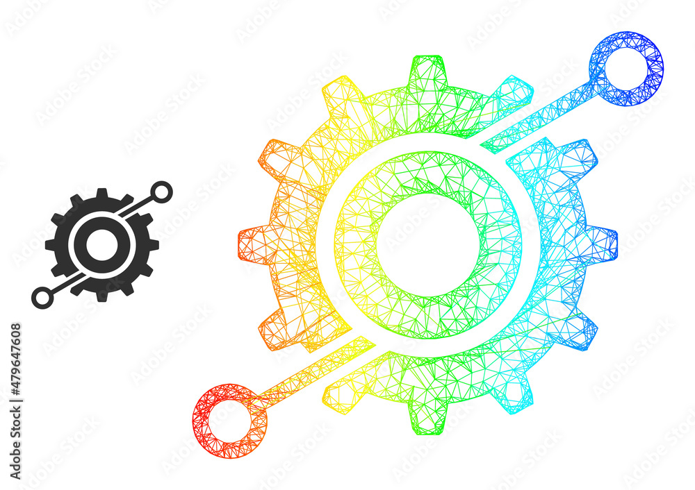 Crossing mesh wheel connections frame illustration with spectral ...