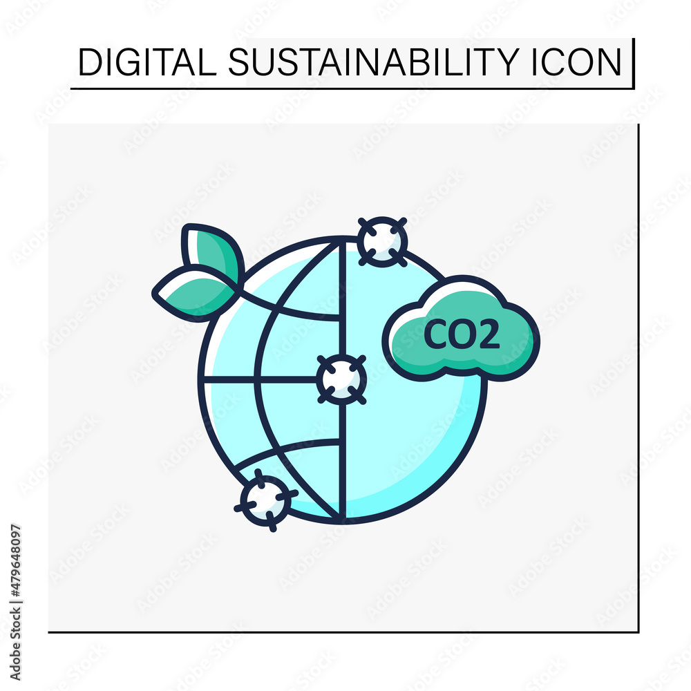 Carbon efficient color icon. CO2 emission. Climate change. Protect the ...