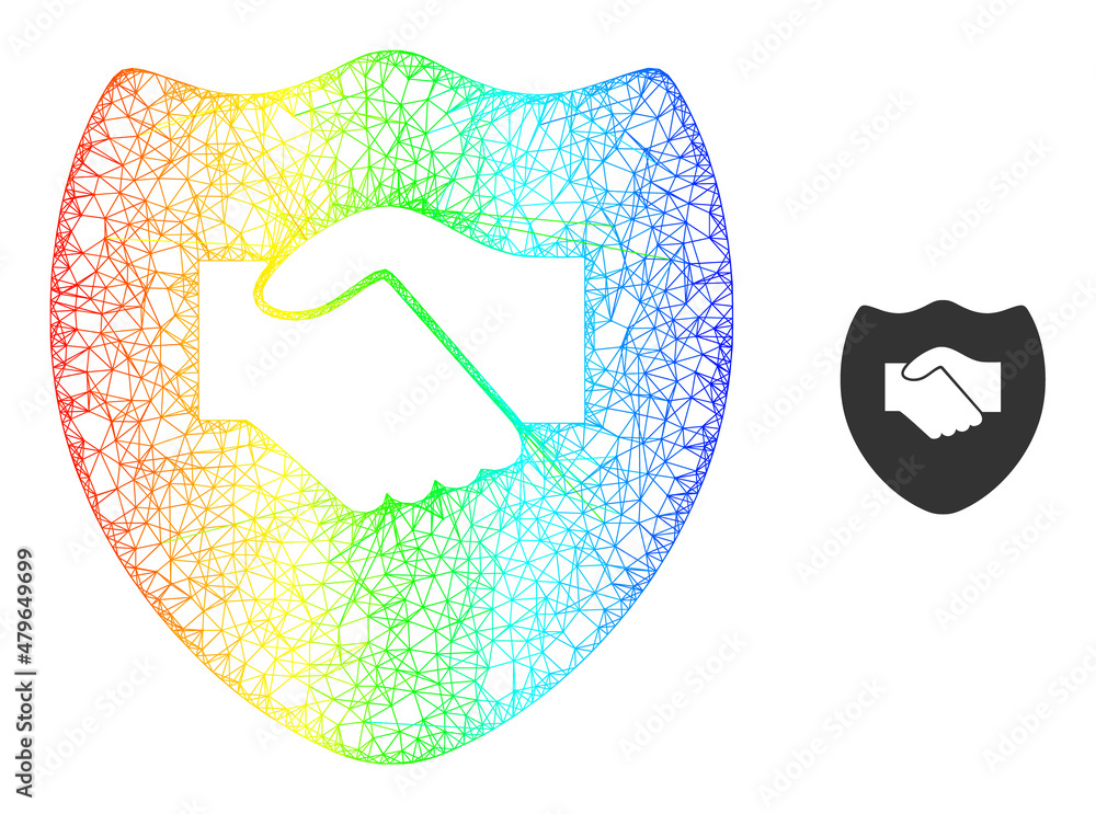 Crossing mesh handshake shield model icon with rainbow gradient ...