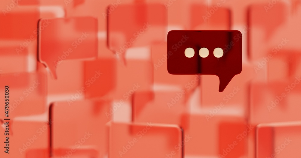 Minimal frosted glass message symbol 3d render illustration. Contrast ...