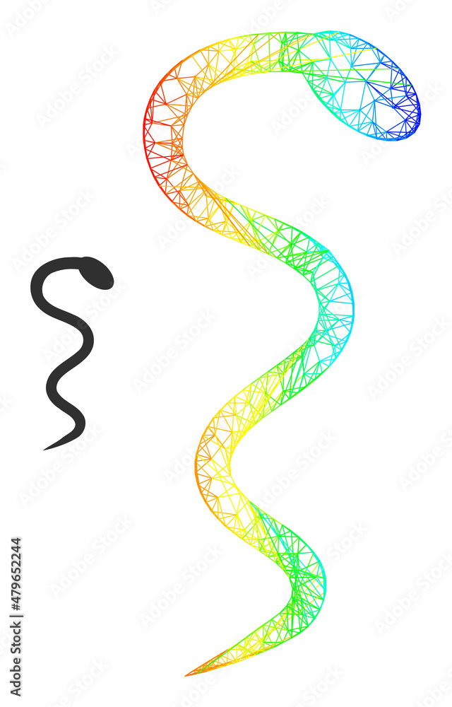 Mesh net snake framework illustration with spectral gradient. Vibrant ...