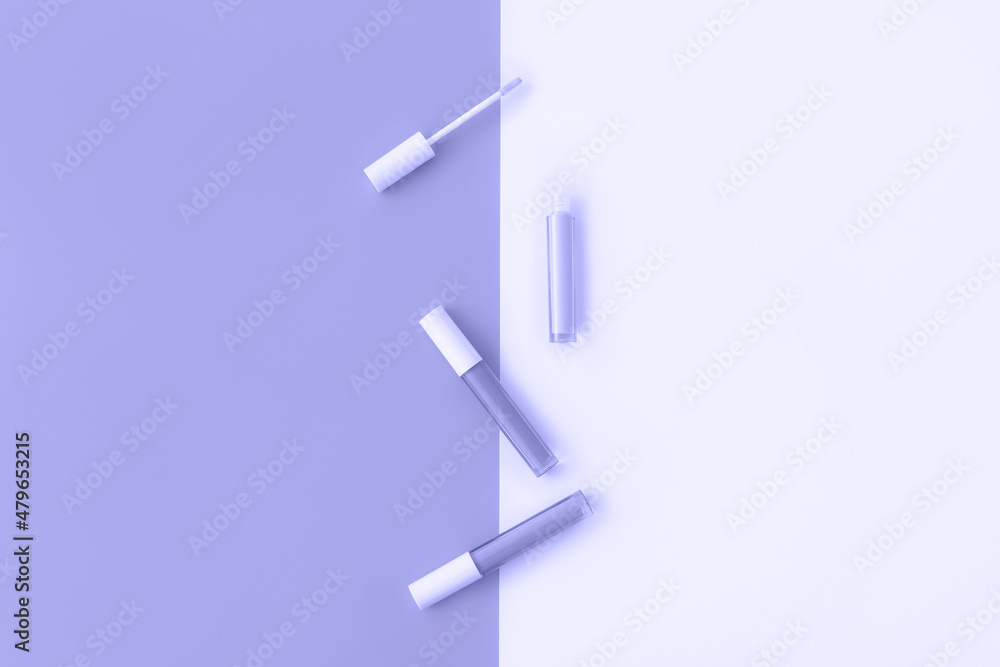 Beautiful design template with lip gloss layout toned in trendy color ...