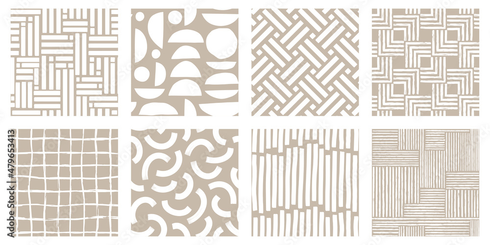 Set Aesthetic Contemporary printable seamless pattern with abstract ...