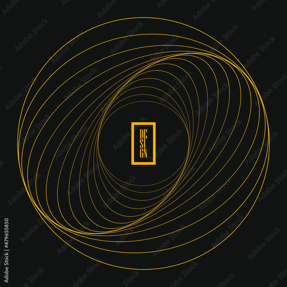 Yellow lines in circle form. Dark gray background. Trendy design ...