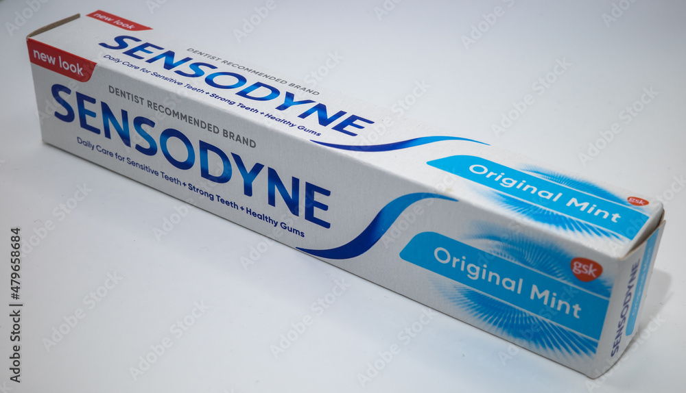 Norwich, Norfolk, UK – January 2022. Gsk Sensodyne toothpaste isolated ...