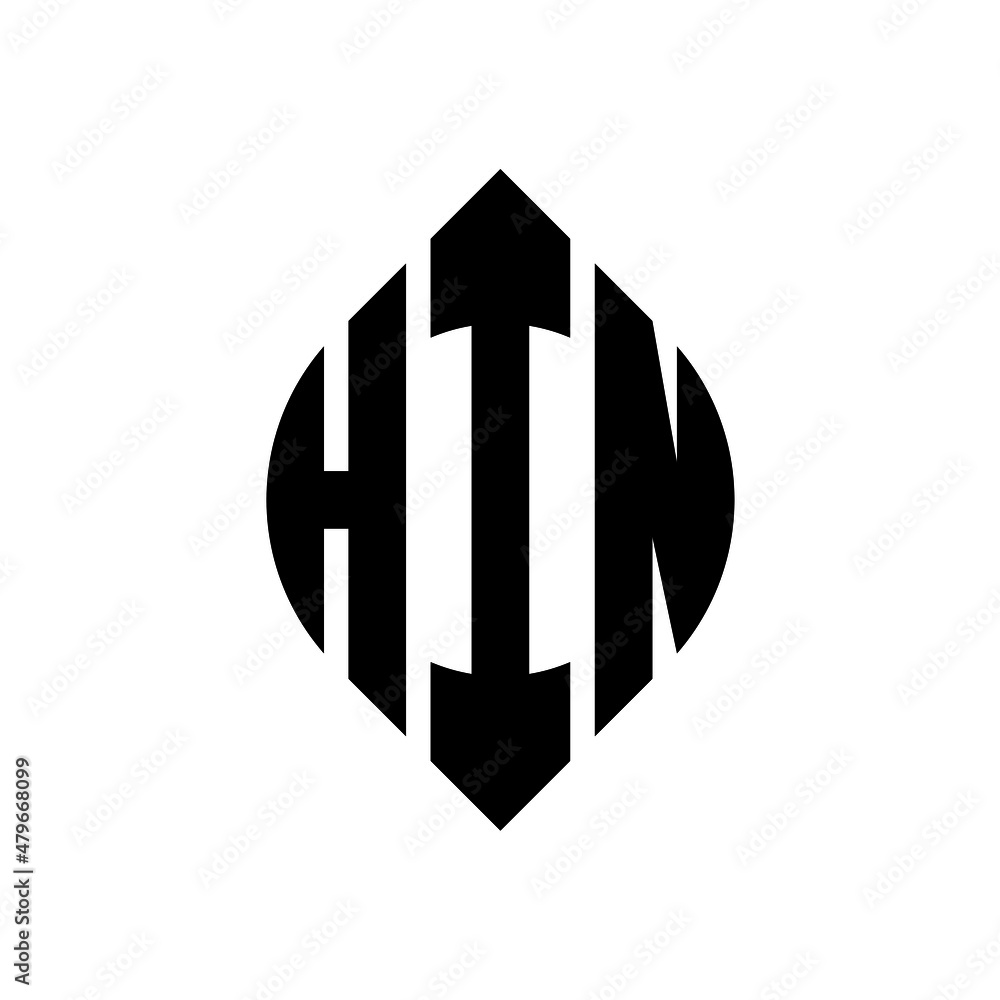 HIN circle letter logo design with circle and ellipse shape. HIN ...