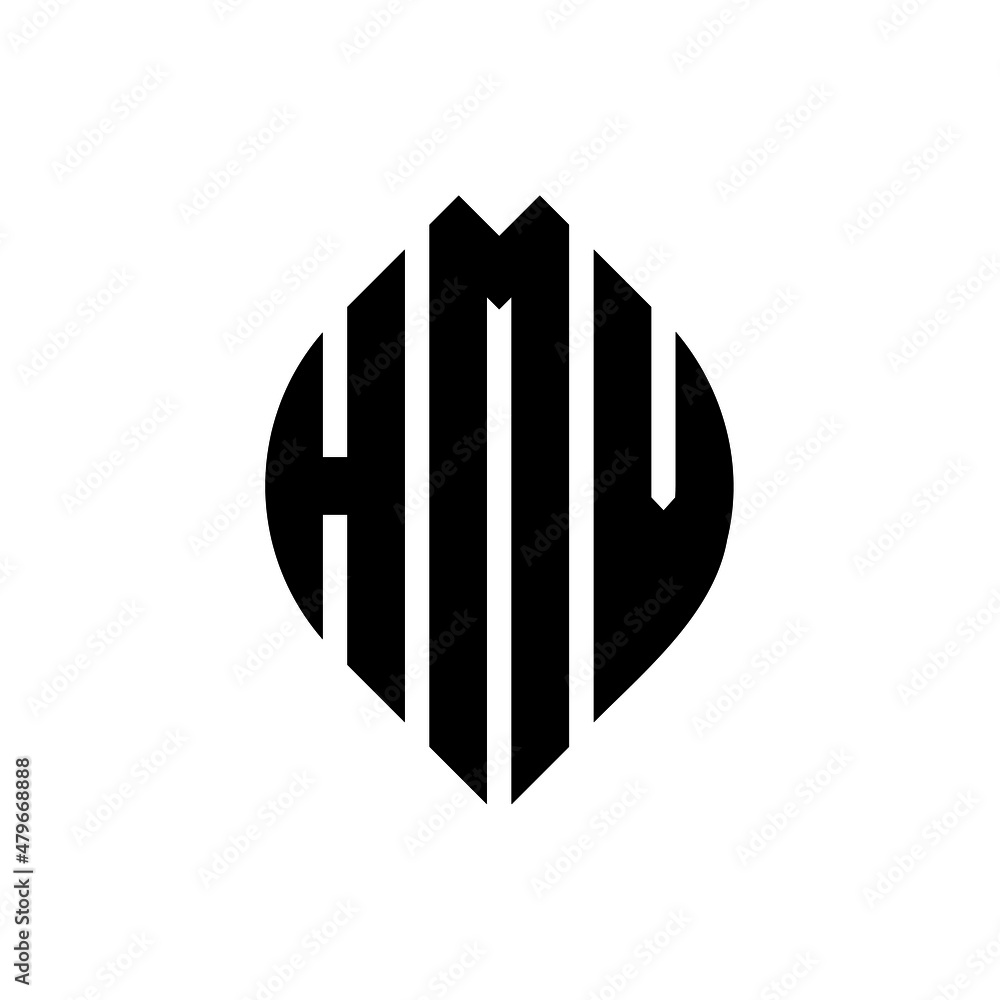 HMV circle letter logo design with circle and ellipse shape. HMV ...