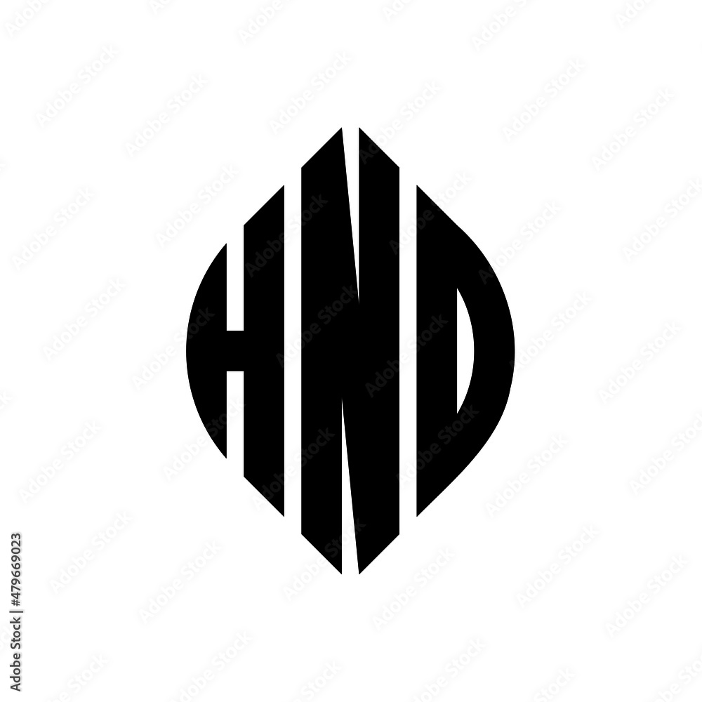 HND circle letter logo design with circle and ellipse shape. HND ...