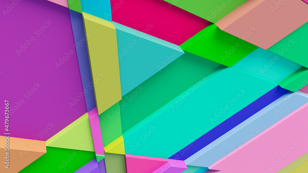 Multicolored, Tech Background with a Geometric 3D Structure. Bright ...