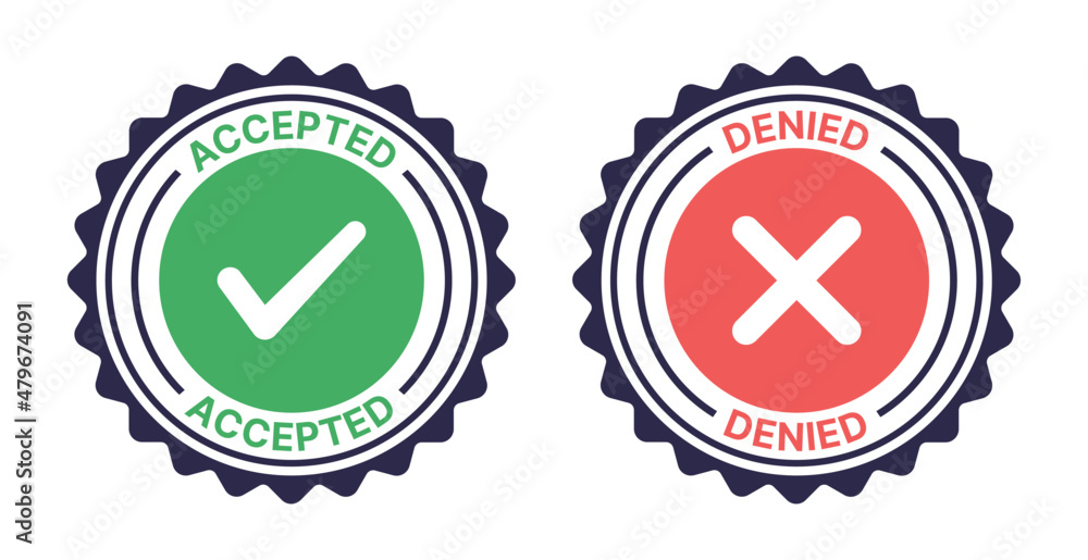Accepted and denied round stamp vector illustration. Stock Vector ...