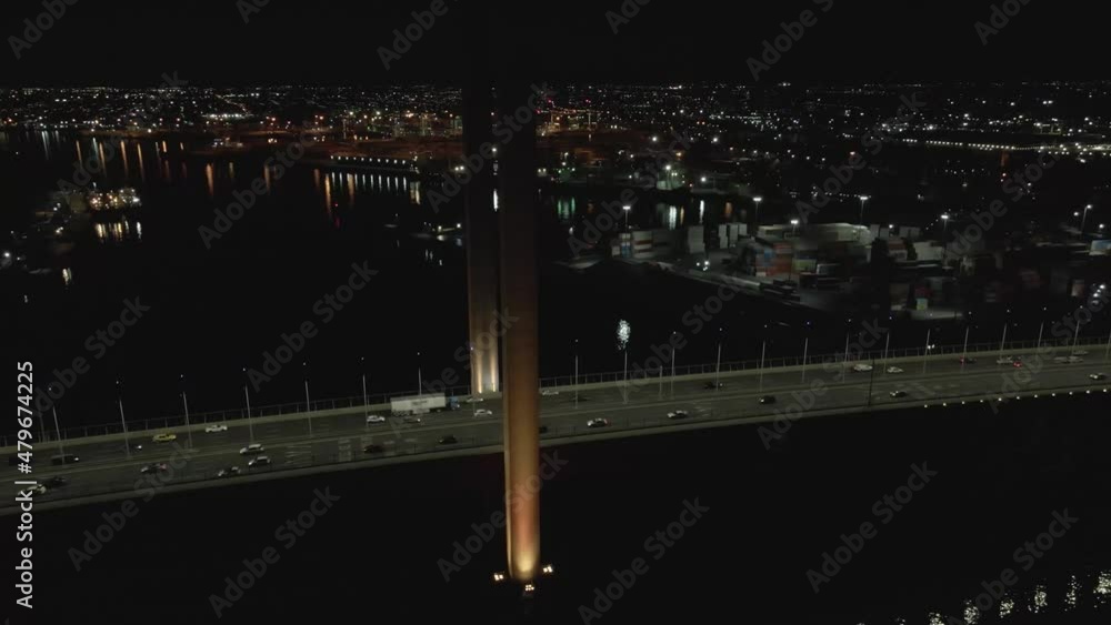 ARIAL: the Bolte Bridge in Docklands Harbour in Melbourne Australia ...