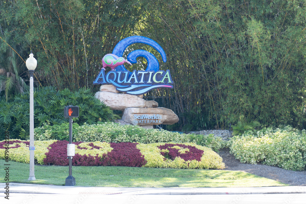 Orlando, Fl, USA - January 6, 2022: Aquatica sign in Orlando, Fl, USA ...