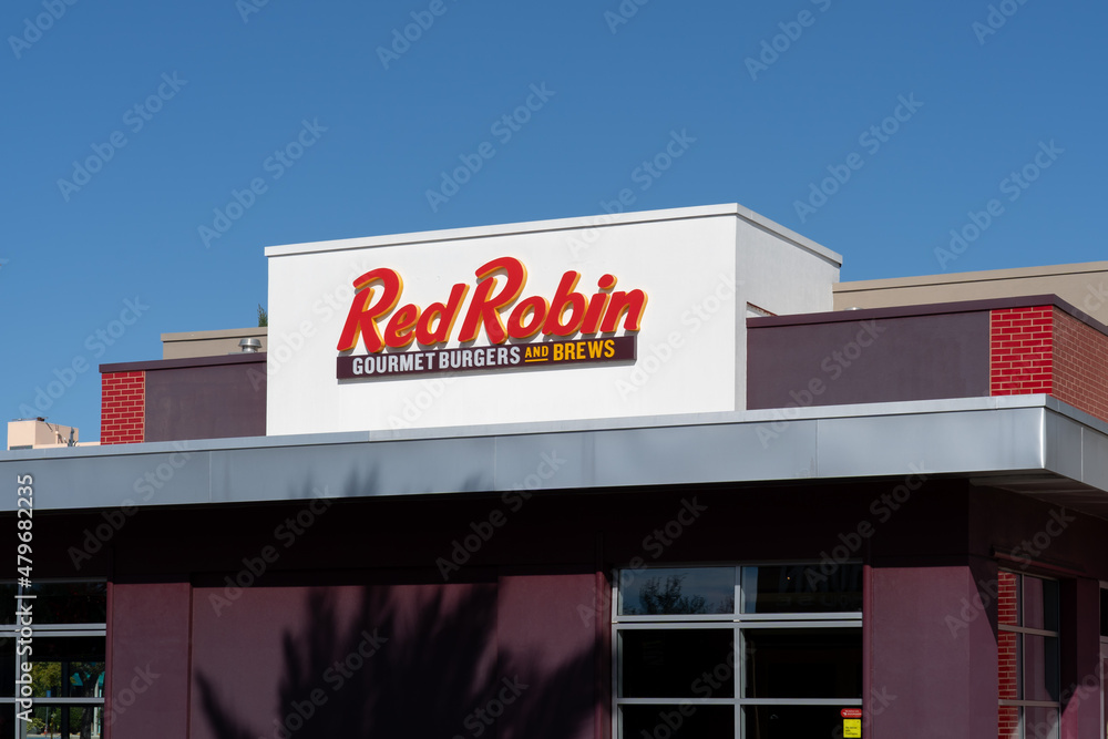 Orlando, Fl, USA - January 6, 2022: Close up of Red Robin restaurant ...