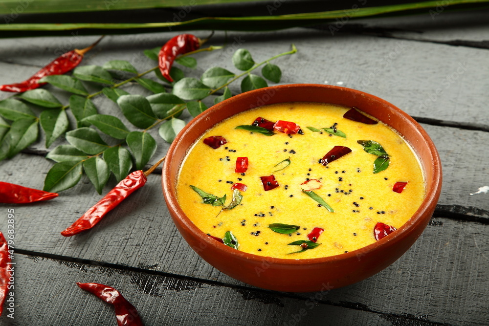 Spiced butter milk - moru curry, moru kachiyathu. Kerala foods. Stock ...