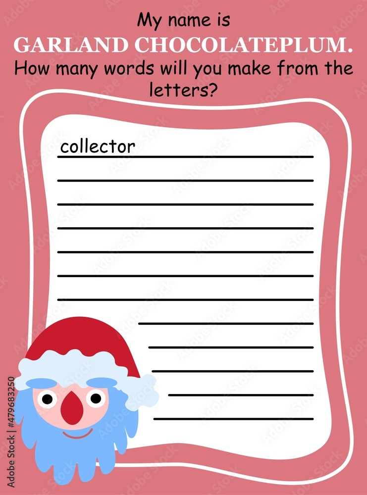 Winter holidays anagram game in English vector illustration. Create as ...