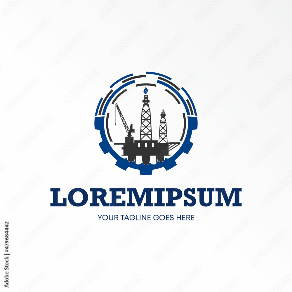 Offshore drilling oil and gas in Gear image graphic icon logo design ...