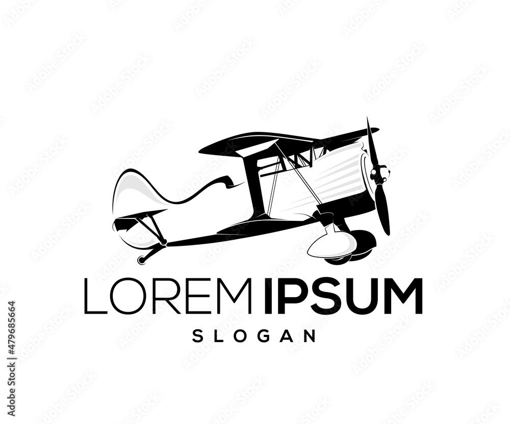 classic fighter plane logo design silhouette Stock Vector | Adobe Stock