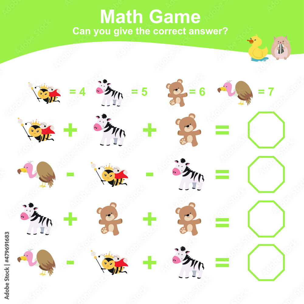 Animal Addition Puzzles Kindergarten Math Games