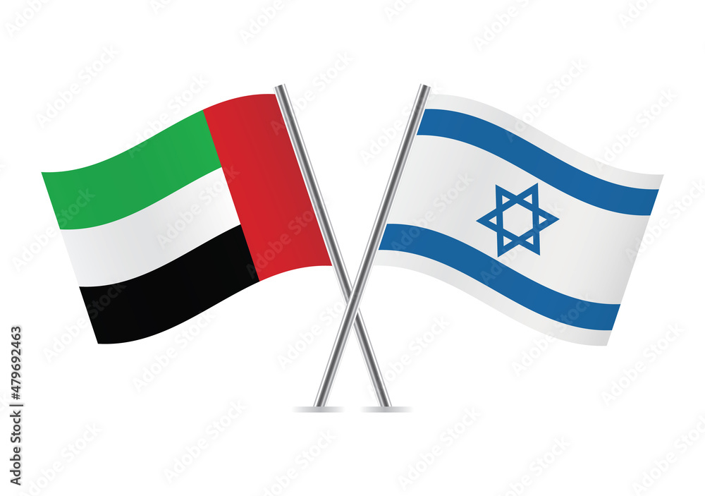 United Arab Emirates and Israel flags. UAE and Israeli flags isolated ...