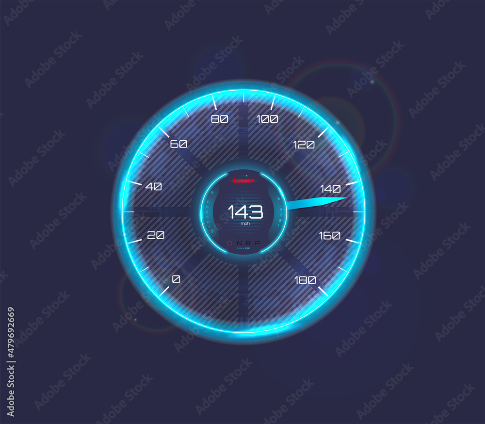 Futuristic car speedometer with Neon. Auto dashboard design ...
