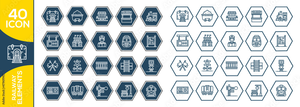 Rail transport Icons, Monoline concept The icons.train and railways ...