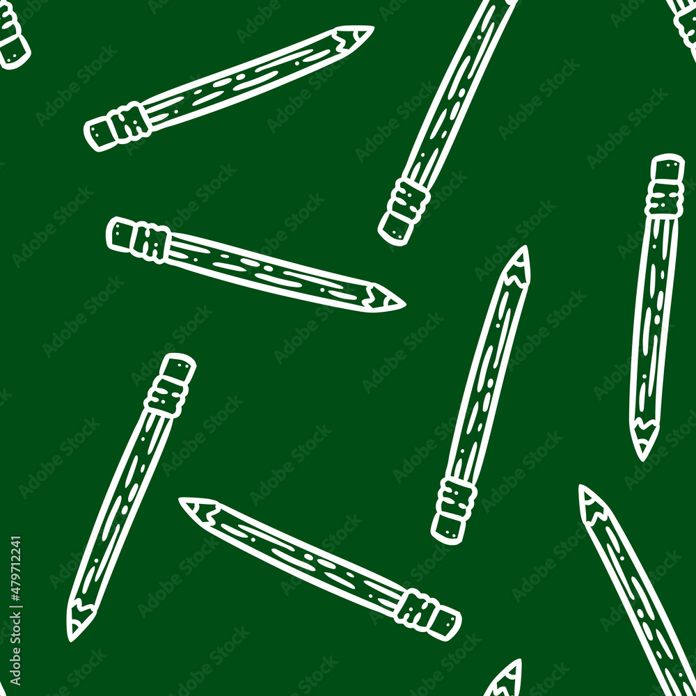 Cute cartoon pencil doodles seamless border pattern. Vector repeatable ...