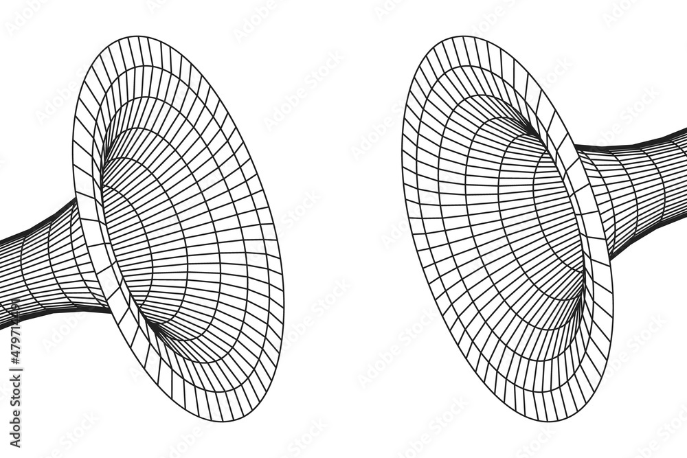 Wormhole geometric grid wireframe tunnel flat style design vector ...