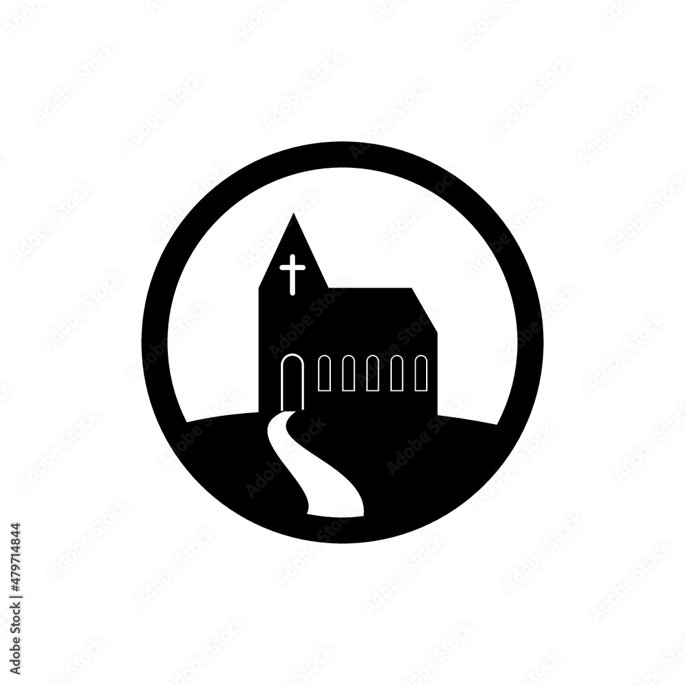 Logo church road isolated on white background Stock Vector | Adobe Stock