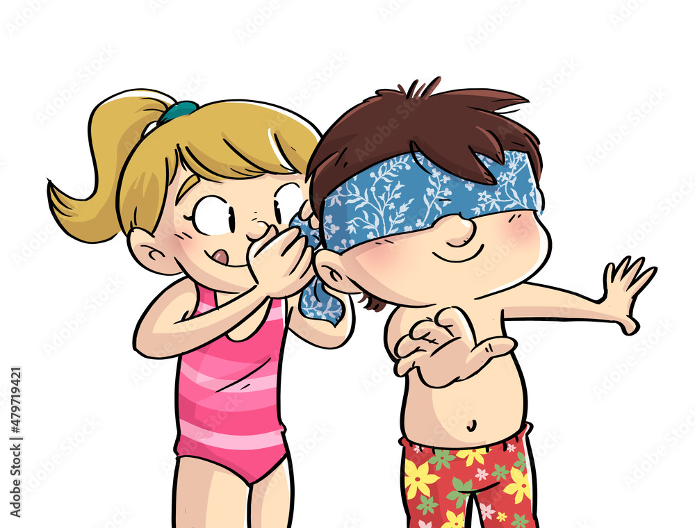 Illustration of children playing blind man's buff Stock Illustration ...
