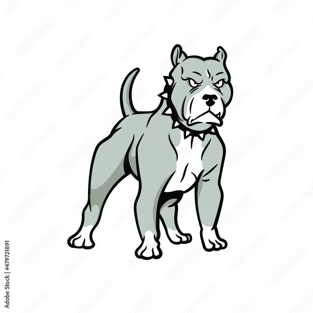 Grey Pitbull Dog Cartoon Vector Stock Vector | Adobe Stock