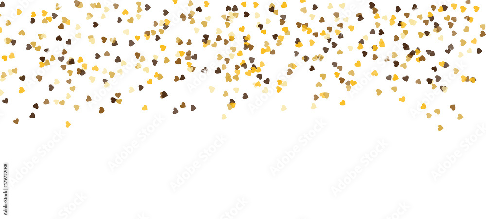 Gold hearts confetti isolated on white background. Vector illustration ...