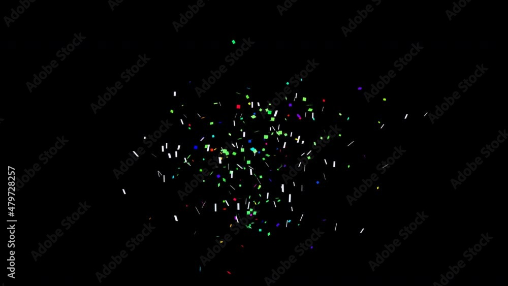 Loopable confetti canon animation in black background 4K resolution ...