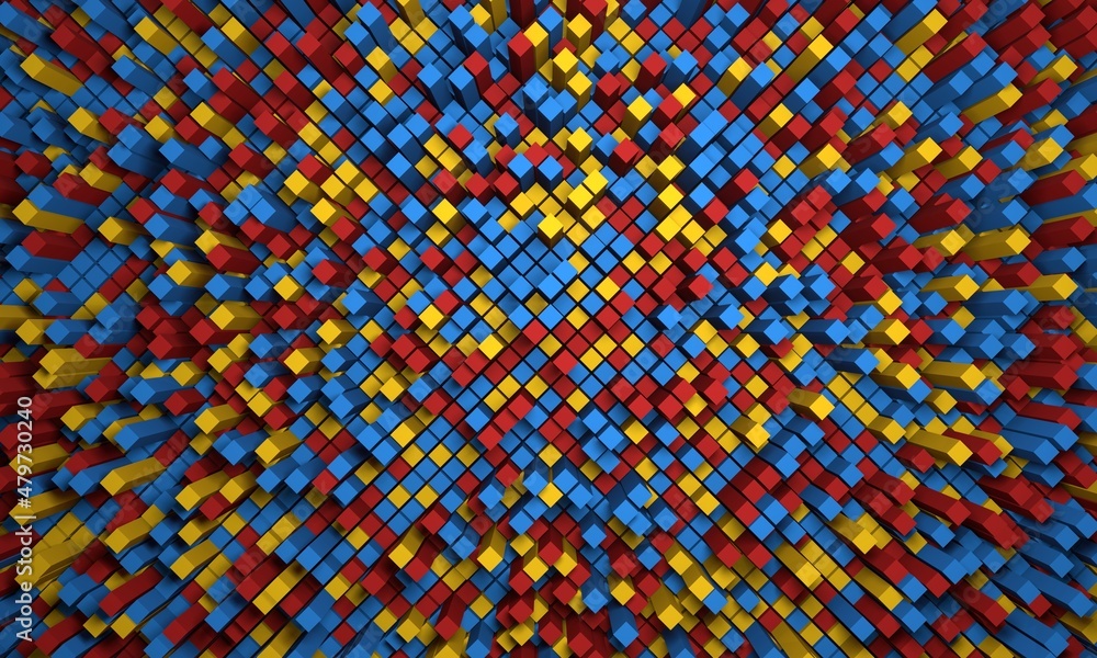 Random structure of cubes of different heights in the form of a lattice ...