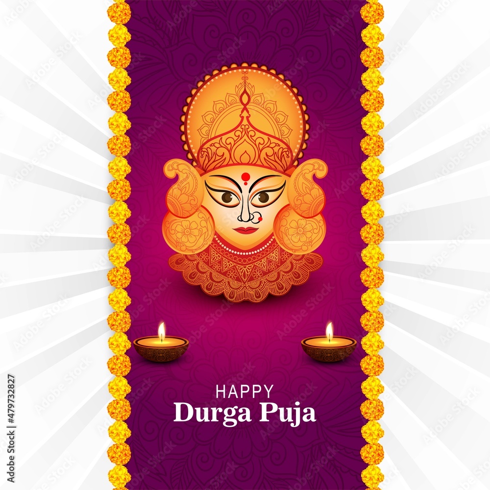 .Happy durga pooja indian festival card background Stock Vector | Adobe ...