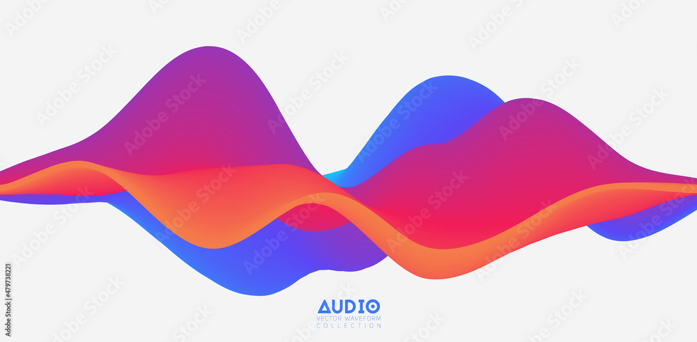 Sound wave visualiztion. 3D colorful solid waveform. Voice sample ...