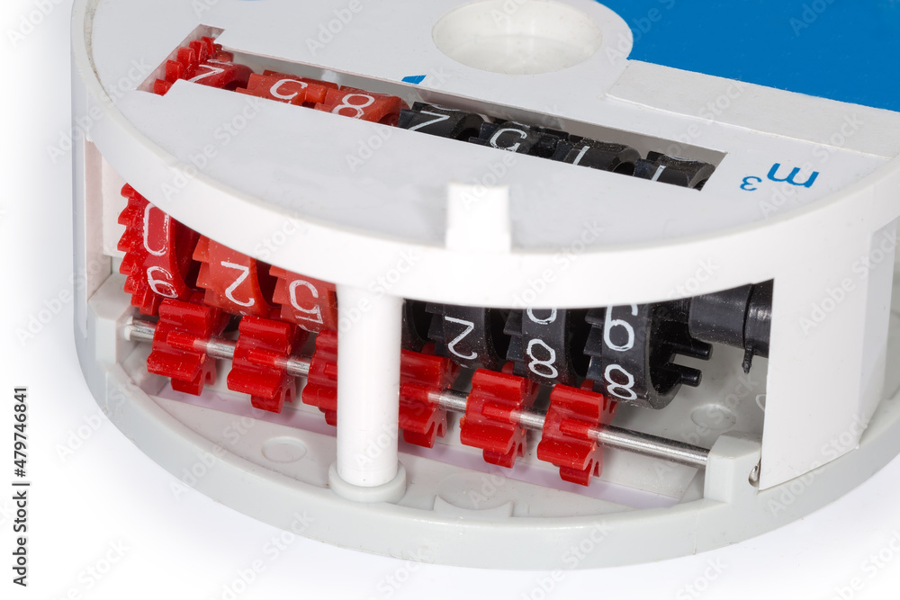 Disks set of digital mechanical counter in a water meter Stock Photo ...