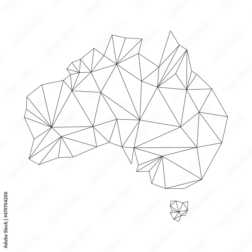 Australia map with triangular shapes. World map linear continent. Map ...