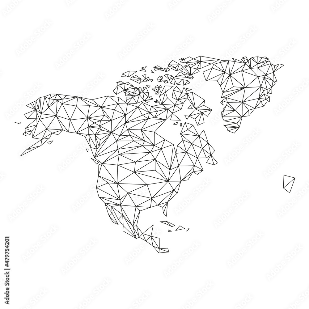 North America map with triangular shapes. Map of North America ...