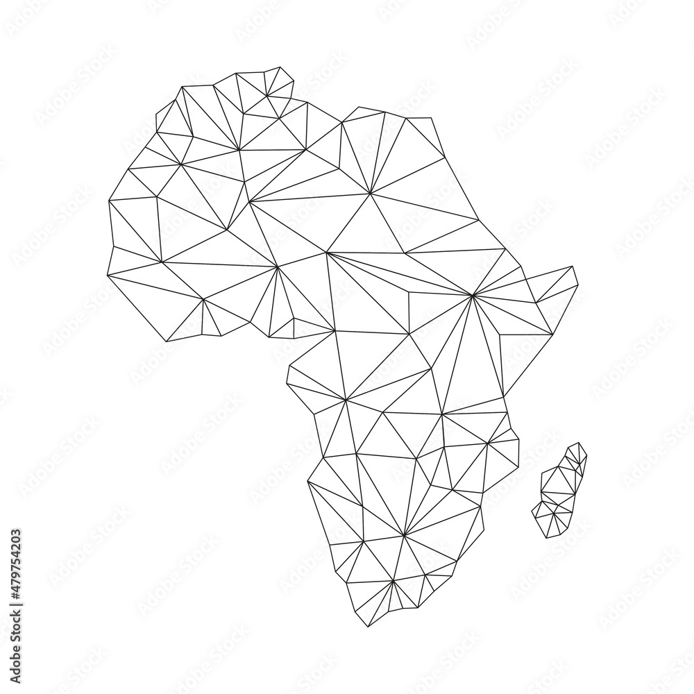 Africa map with polygonal shapes. World map linear continent. Map of ...