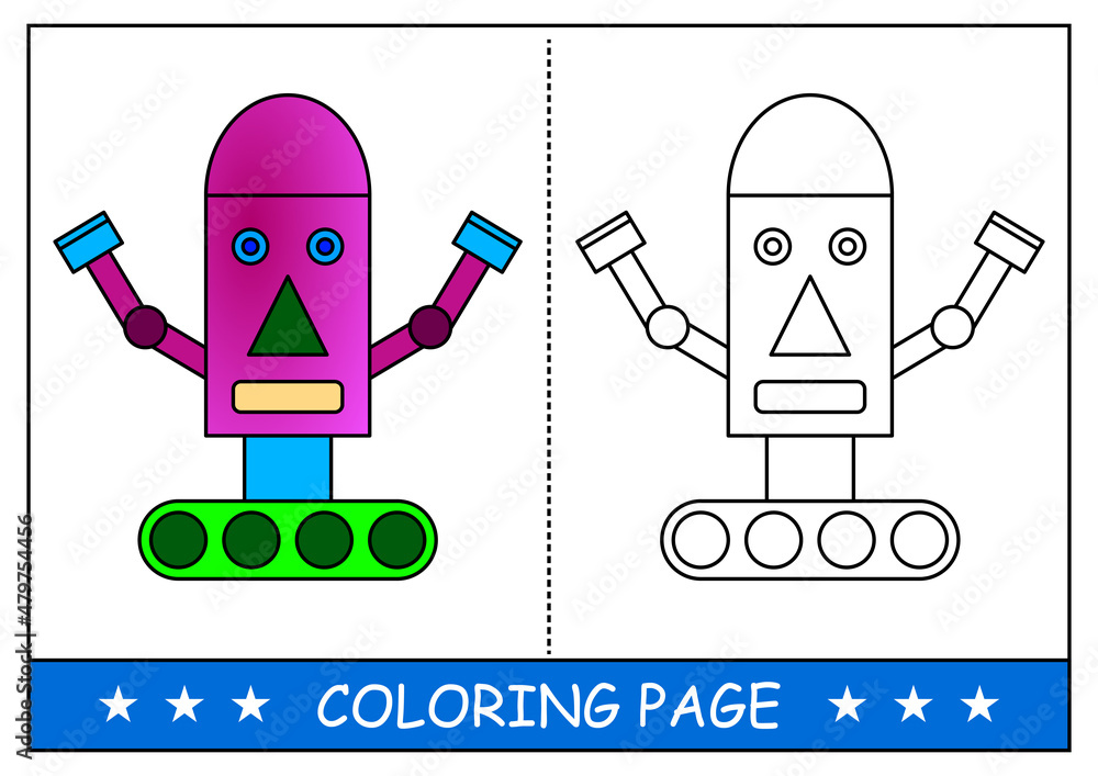Robot coloring page for kids Stock Vector | Adobe Stock