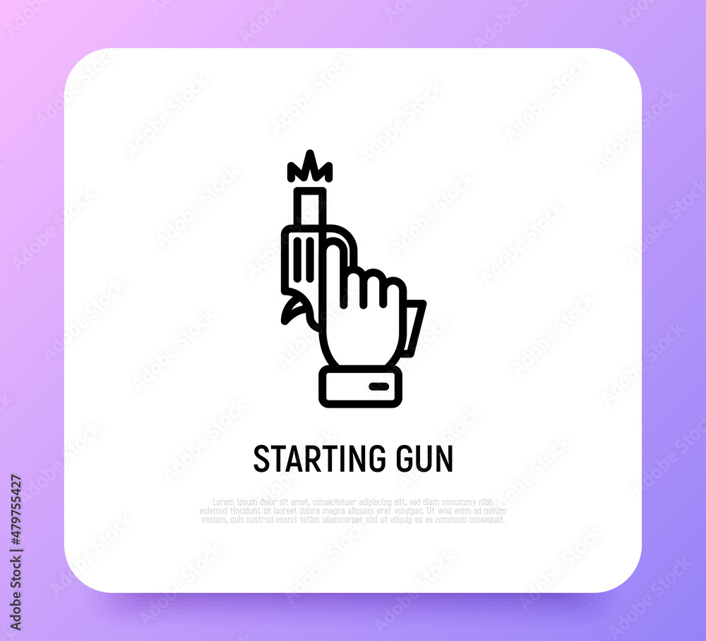 Starting gun: pistol in hand shots. Modern vector illustration of sport ...