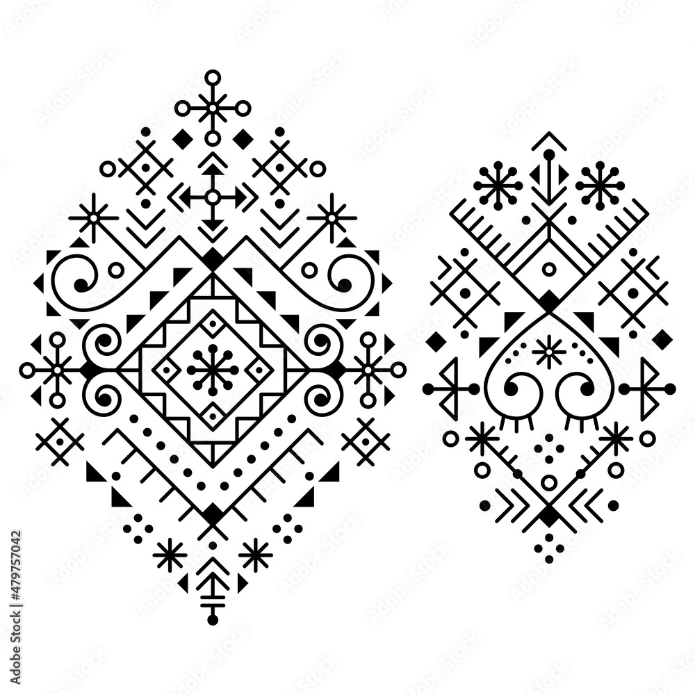 Minimal tribal line art vector pattern collection, geometric designs ...