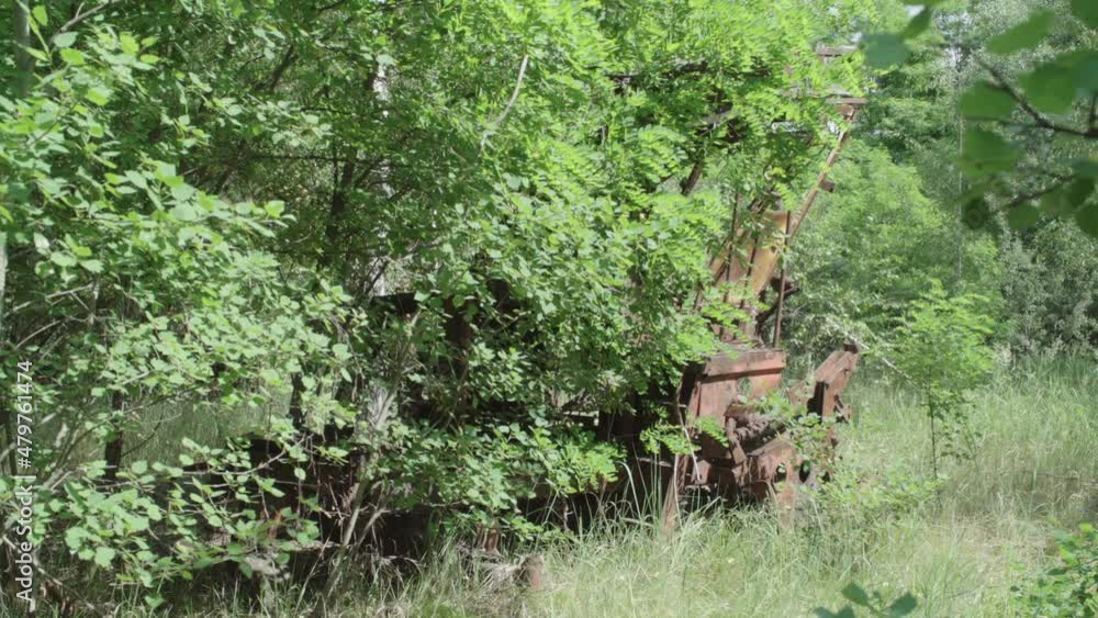 4K view of abandoned Tractor Brigade in Kopachi, Ukraine near Chernobyl ...