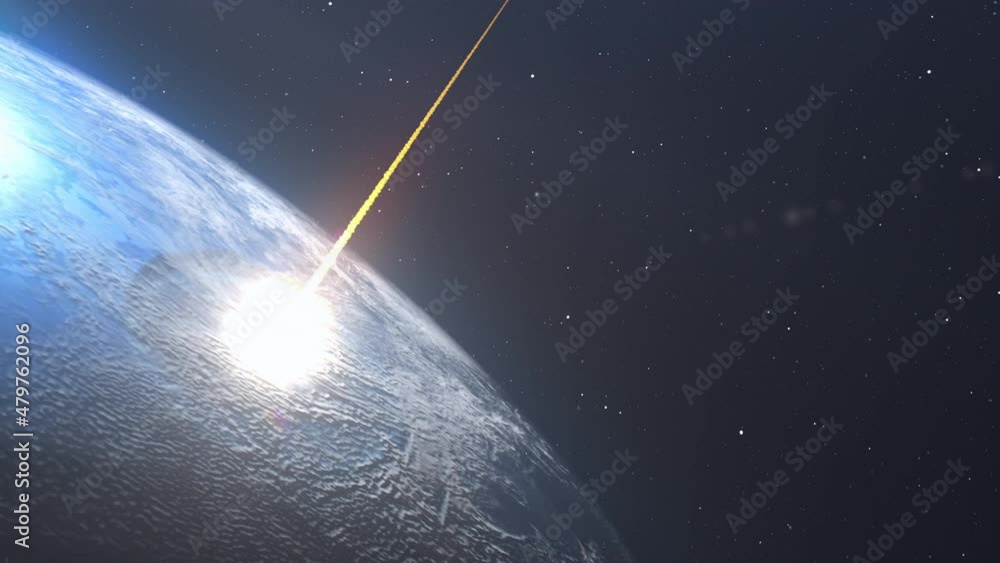 Asteroid meteor Comet Hitting earth ocean with massive expolosion Shock ...