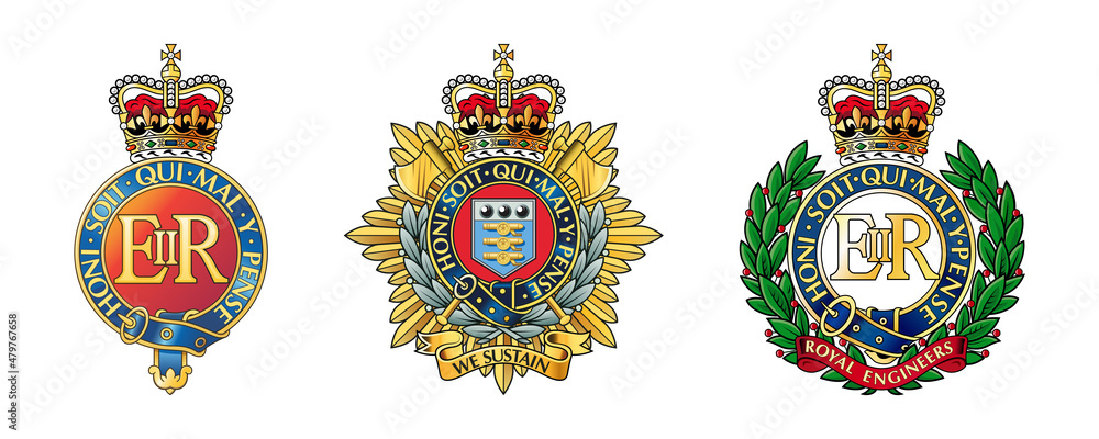 Realistic vector signs and emblems of the Household Cavalry Regiment ...