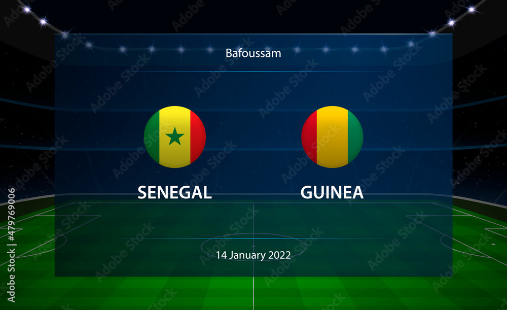 Senegal vs Guinea football scoreboard. Broadcast graphic Stock Vector ...