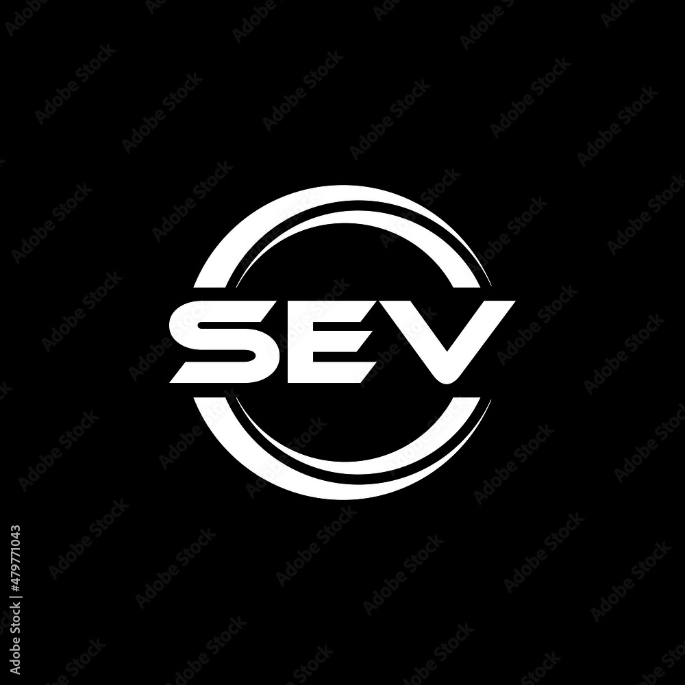 Vecteur Stock SEV letter logo design with black background in ...