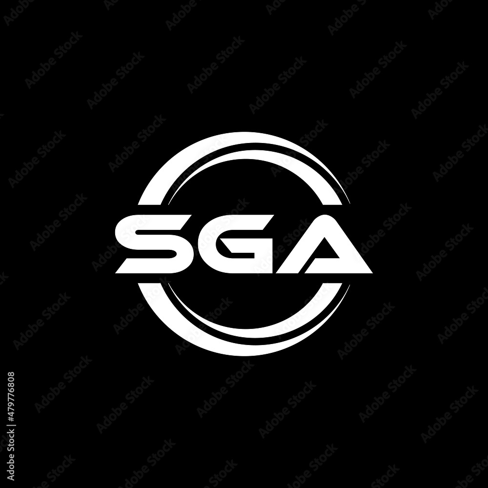 Vecteur Stock SGA letter logo design with black background in ...