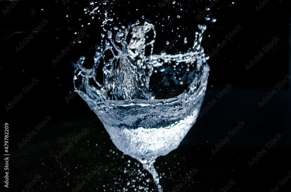 Splashing water from exploding water balloon freezed with high shutter ...